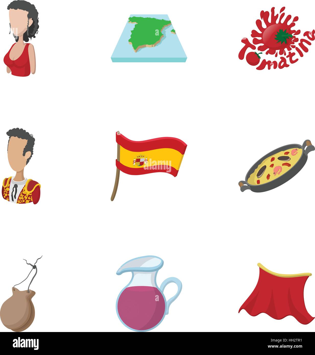 Map of spain and cartoon flag hi-res stock photography and images - Alamy