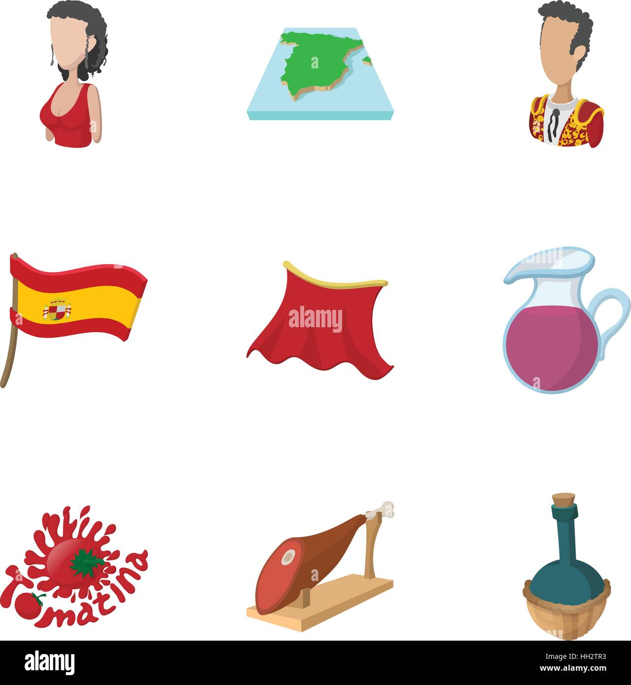 Map of spain and cartoon flag hi-res stock photography and images - Alamy