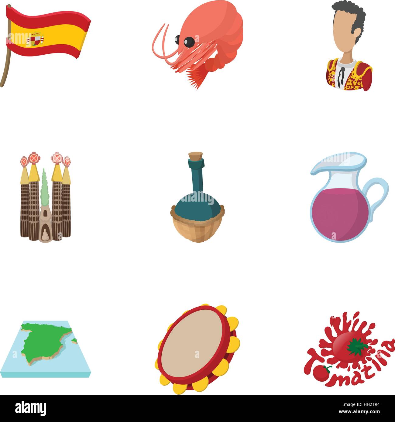 Map of spain and cartoon flag hi-res stock photography and images - Alamy