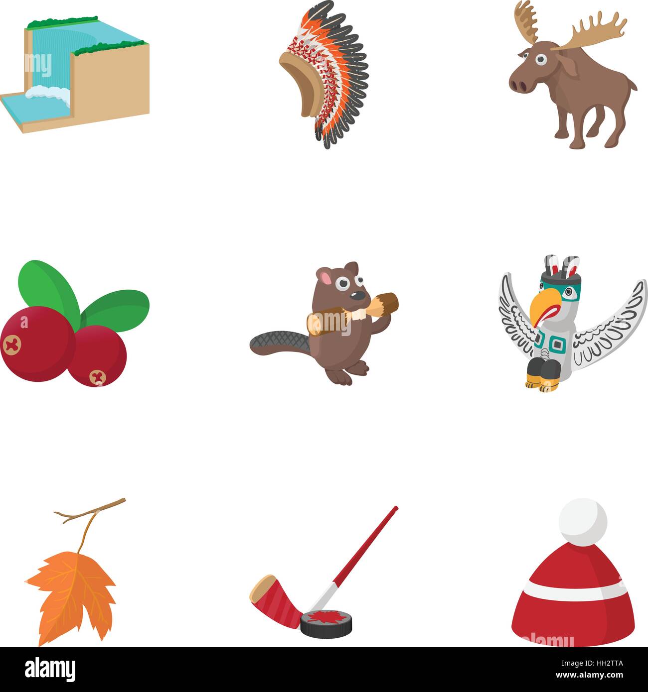 Canadian culture icons set cartoon hi-res stock photography and images ...