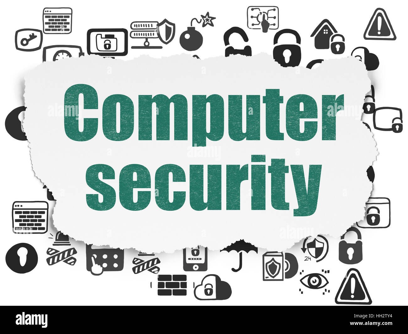 Safety concept: Computer Security on Torn Paper background Stock Photo ...