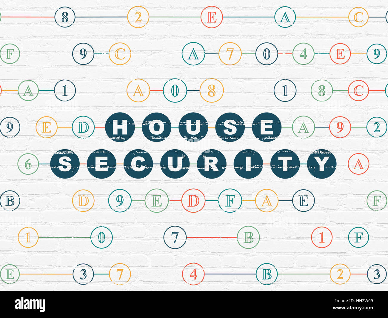 Safety concept: House Security on wall background Stock Photo - Alamy