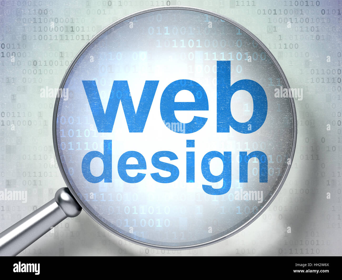 Web development concept: Web Design with optical glass Stock Photo - Alamy