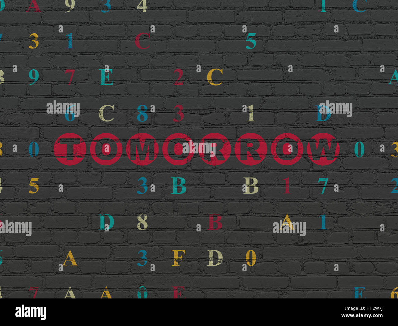 Time concept: Tomorrow on wall background Stock Photo - Alamy