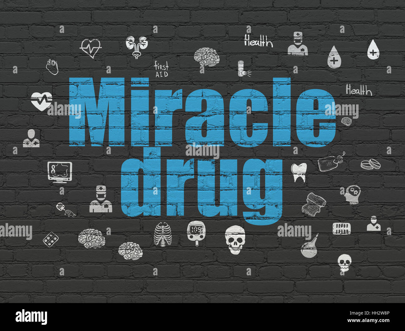 Healthcare concept: Miracle Drug on wall background Stock Photo - Alamy