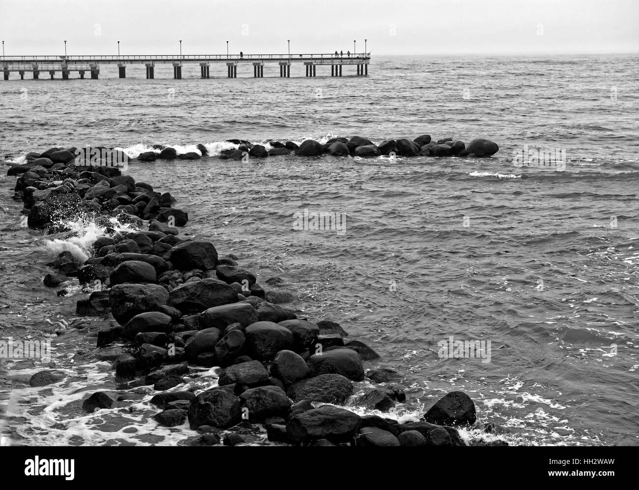 Landschaften am karkle ostsee palanga sventoji Black and White Stock ...