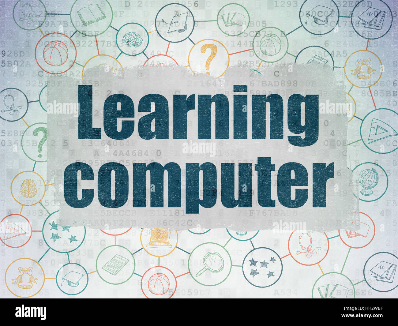 Learning concept: Learning Computer on Digital Data Paper background ...