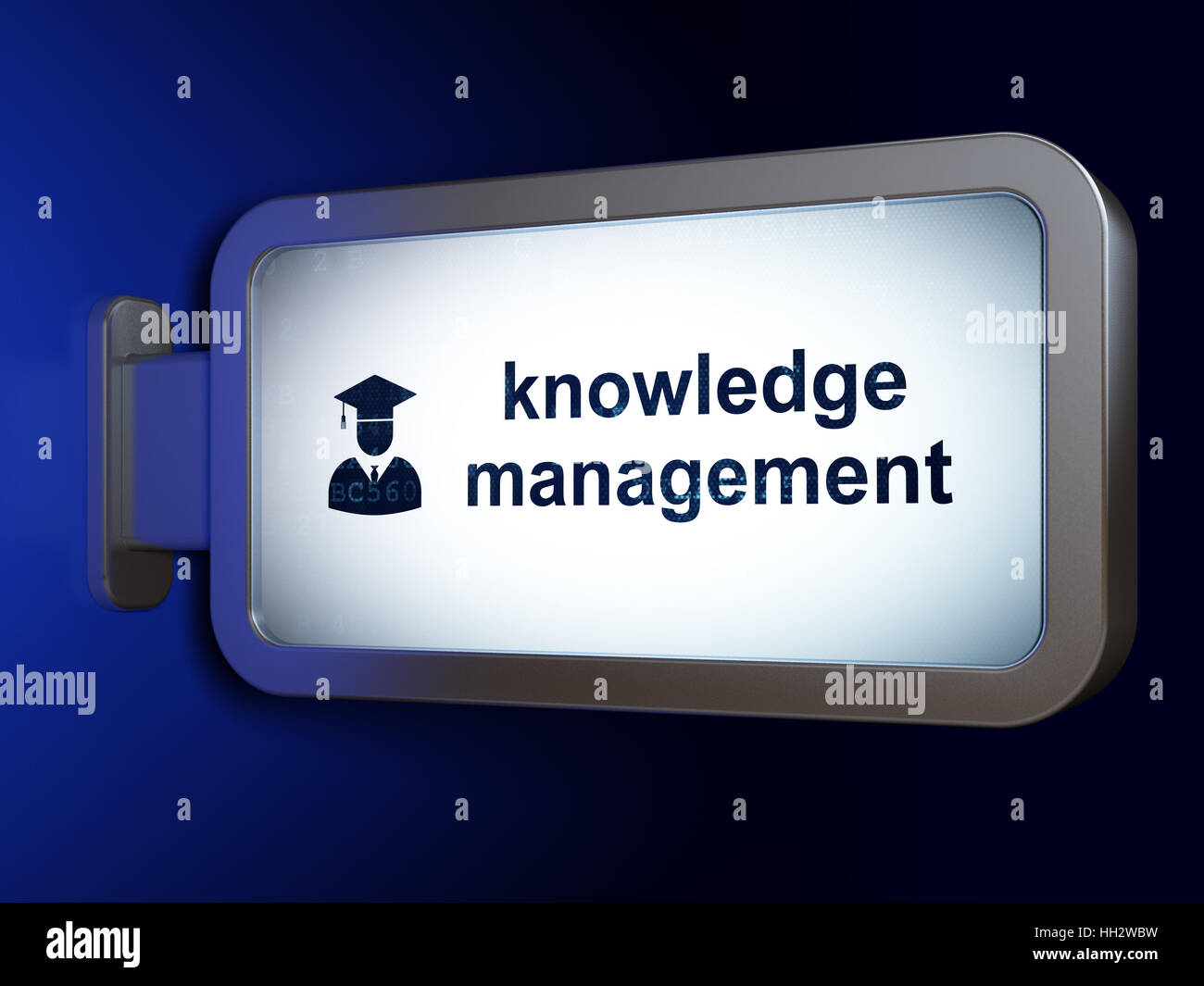 Education concept: Knowledge Management and Student on billboard ...