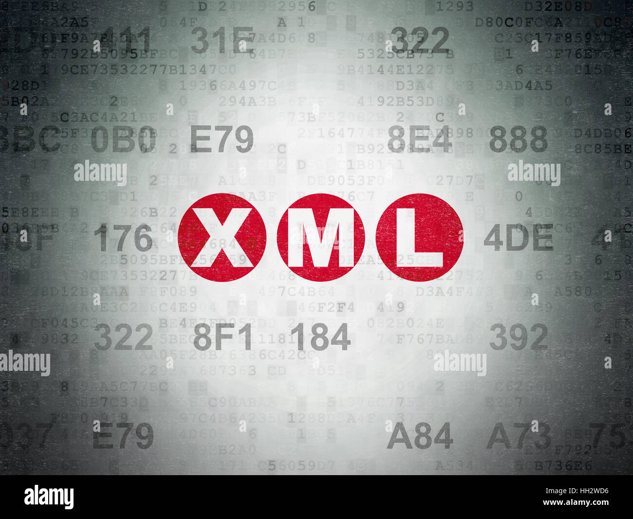 Database concept: Xml on Digital Data Paper background Stock Photo - Alamy