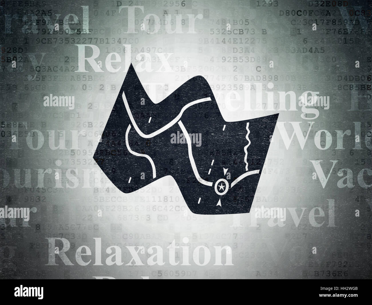 Tourism concept: Map on Digital Data Paper background Stock Photo - Alamy