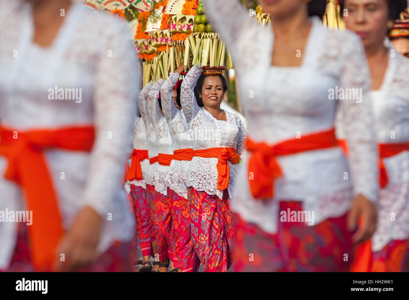 DENPASAR, BALI ISLAND, INDONESIA - JUNE 11,2016: Group of Balinese ...