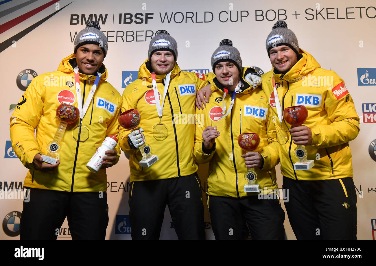 Winterberg, Germany. 15th Jan, 2017. The German team with Joshua Bluhm ...