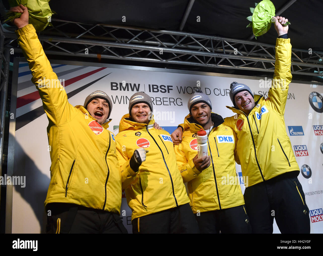 Winterberg, Germany. 15th Jan, 2017. The German team with Joshua Bluhm ...