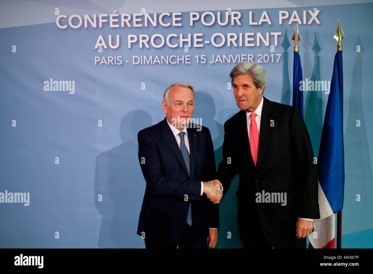 Paris, France. 15th Jan, 2017. Political figures attend the Middle East ...