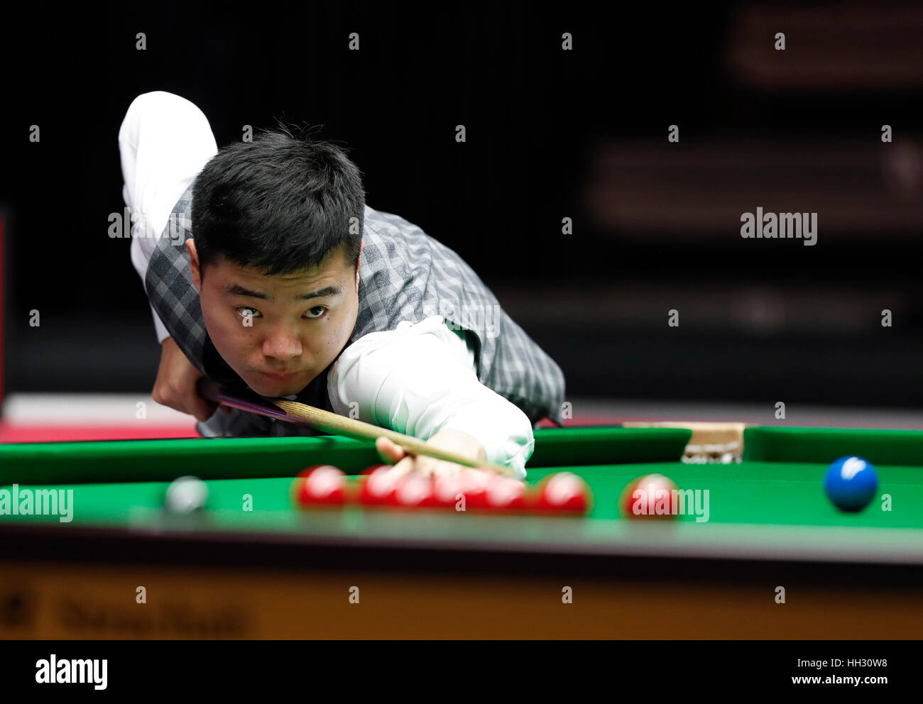 London, UK. 15th Jan, 2017. Ding Junhui of China competes during the ...