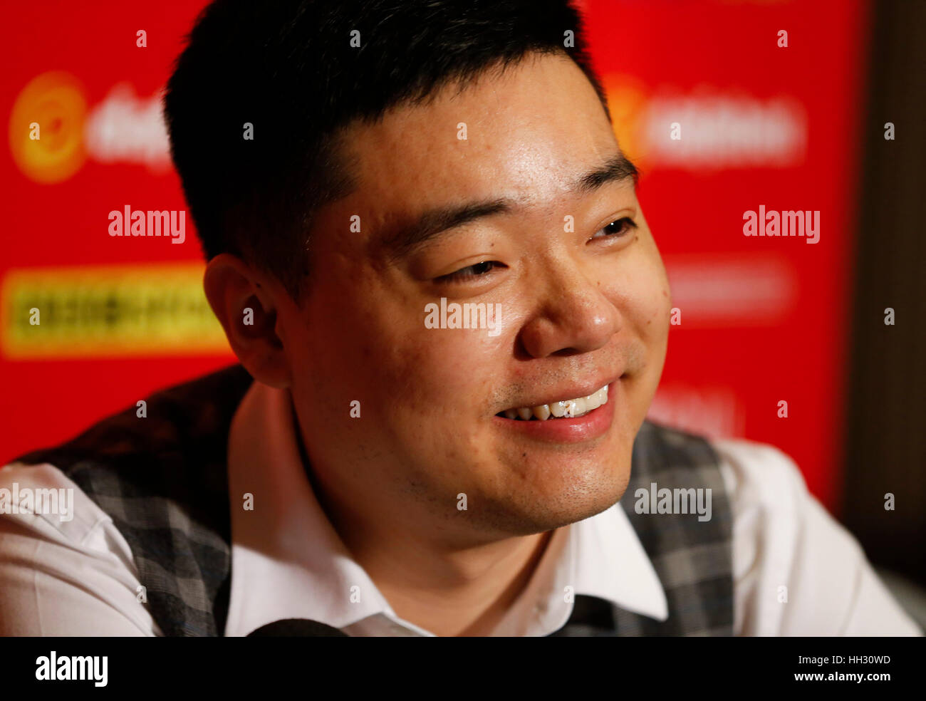 London, UK. 15th Jan, 2017. Ding Junhui of China is interviewed after ...