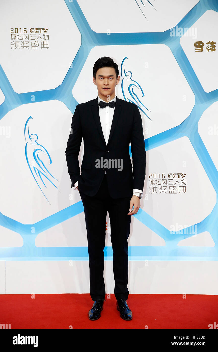 Beijing, China. 15th Jan, 2017. China's swimmer Sun Yang poses for a ...