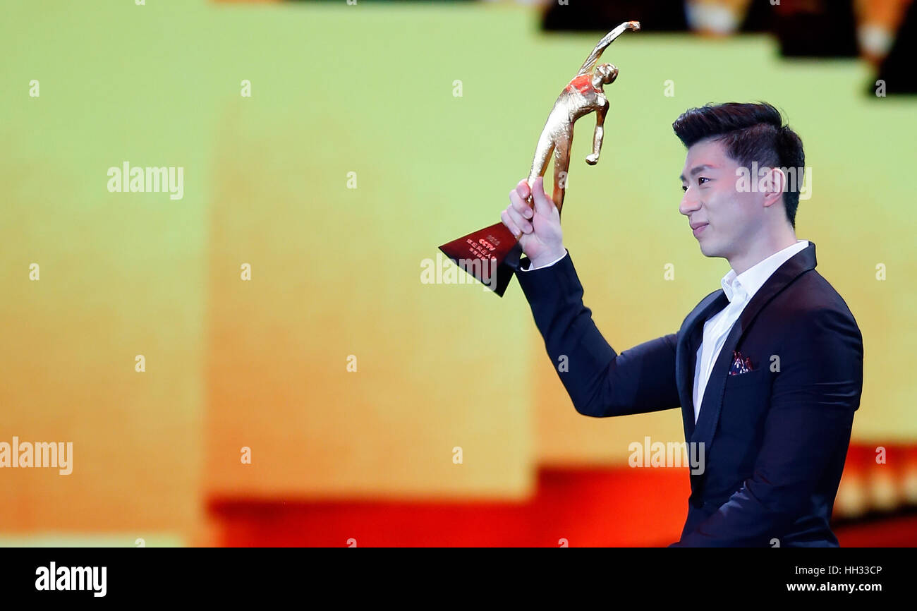 Beijing, China. 15th Jan, 2017. Table tennis Grand-Slam winner Ma Long ...