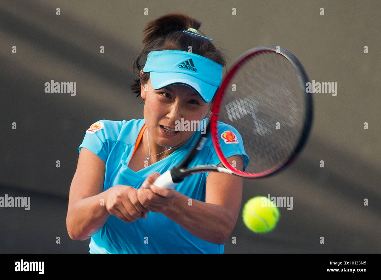 Melbourne, Australia. 16th Jan, 2017. Peng Shuai of China hits the ball ...