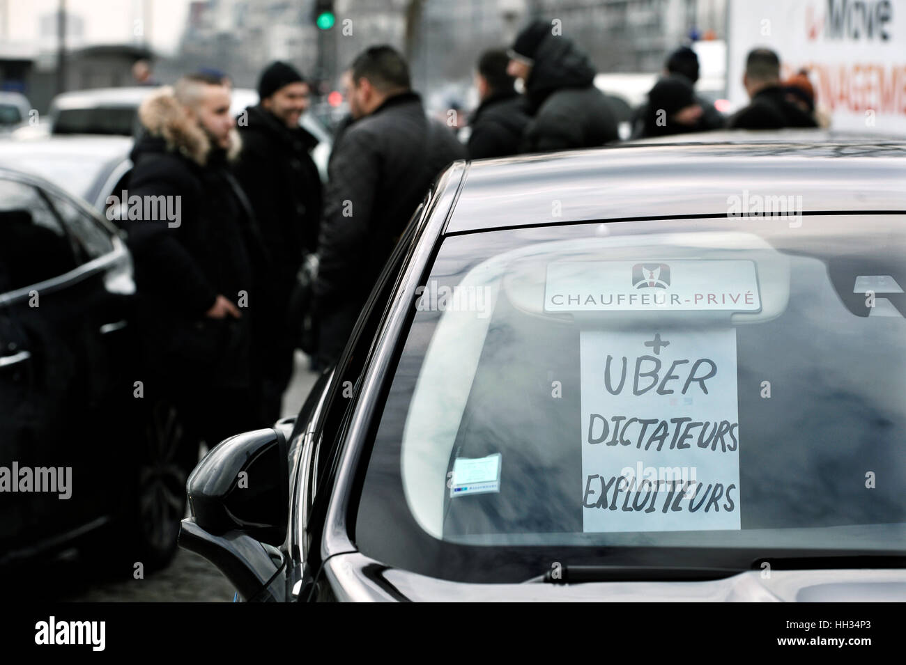 VTC Uber Drivers Protest in Paris, 16th of january 2017, Place de la ...