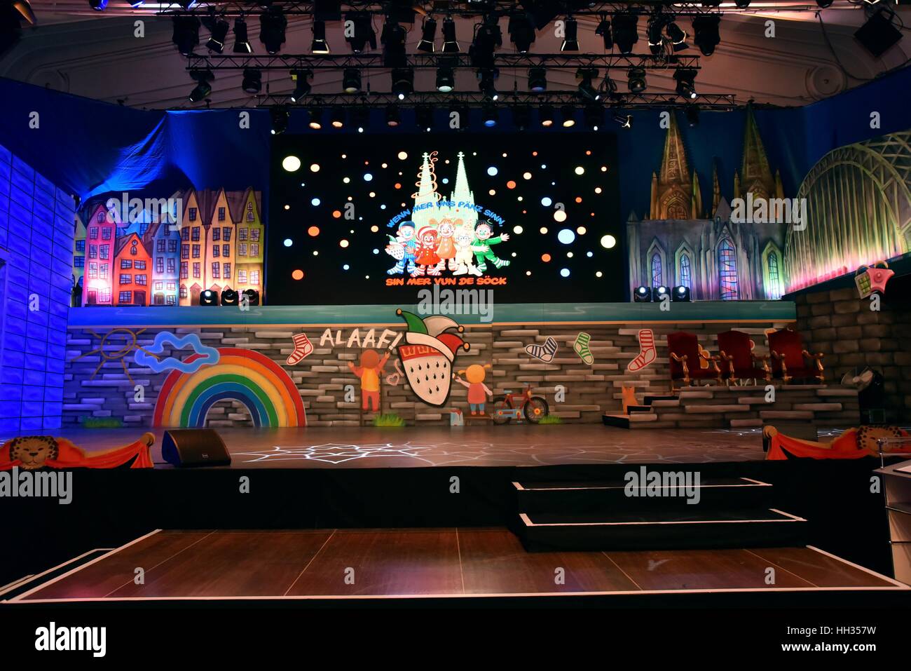 Cologne, Germany. 10th Jan, 2017. View of the new stage design with the ...