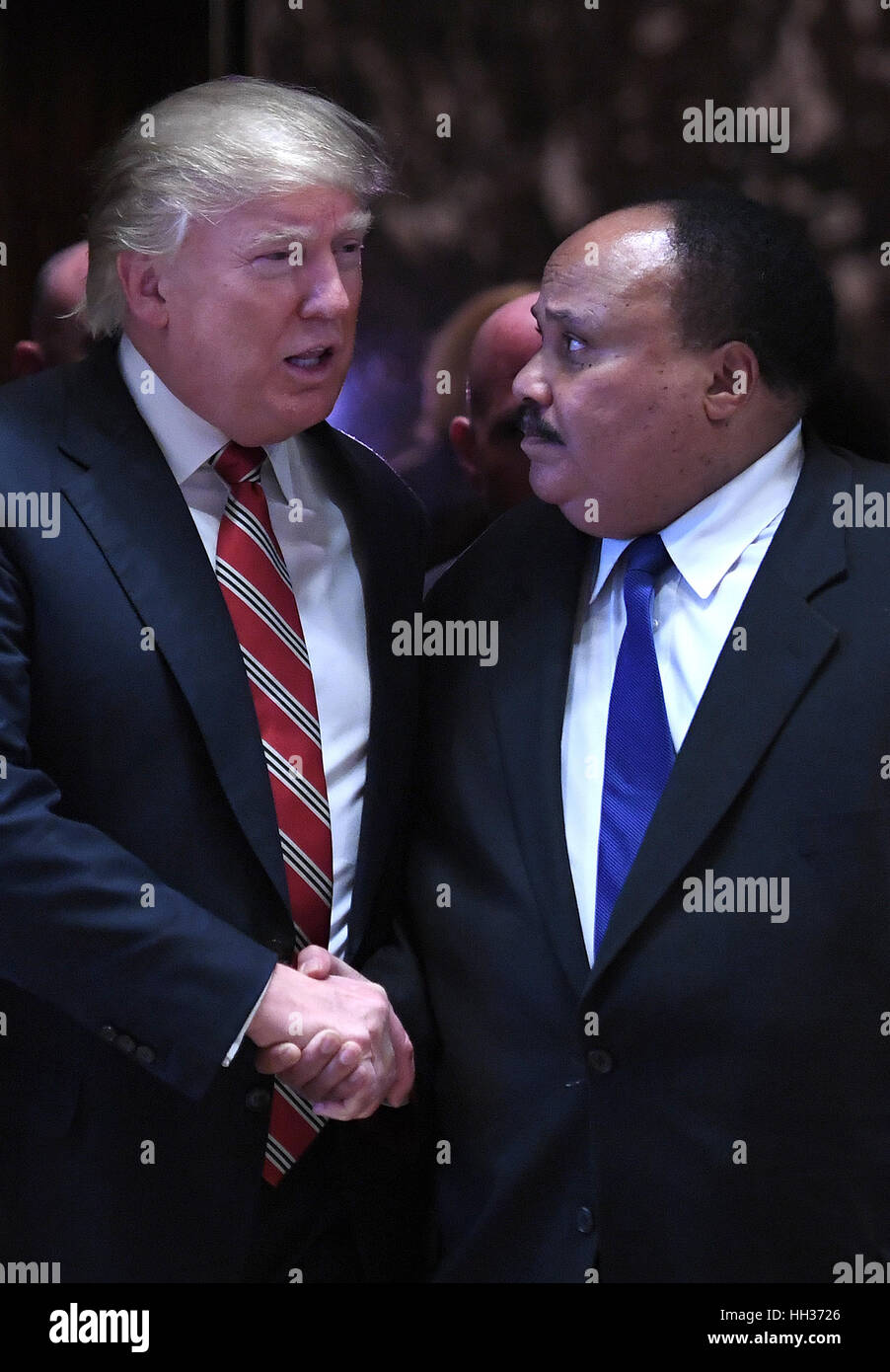 New York, USA. 16th Jan, 2017. President-Elect Donald J. Trump shakes ...