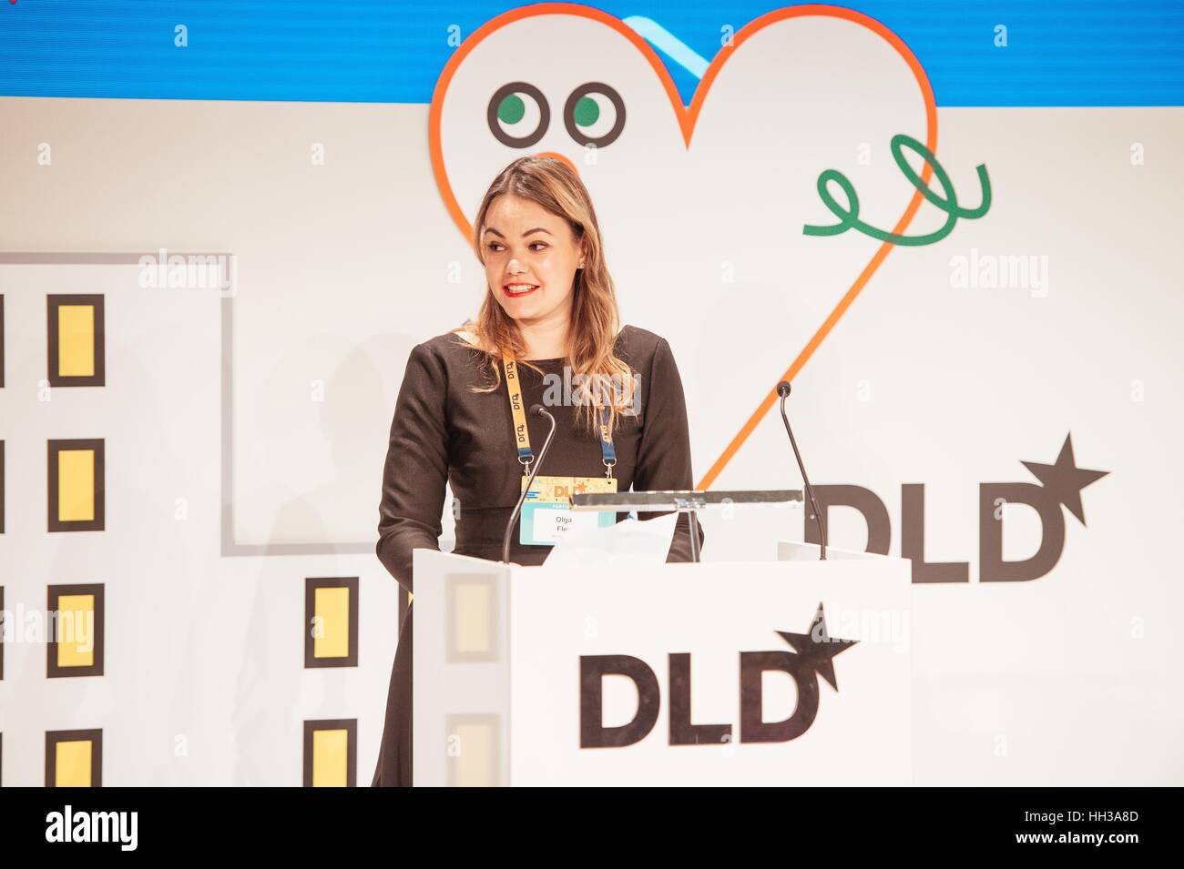 Munich, Germany. 16th Jan, 2017. Olga Fler (Meat for Charity) smiles ...