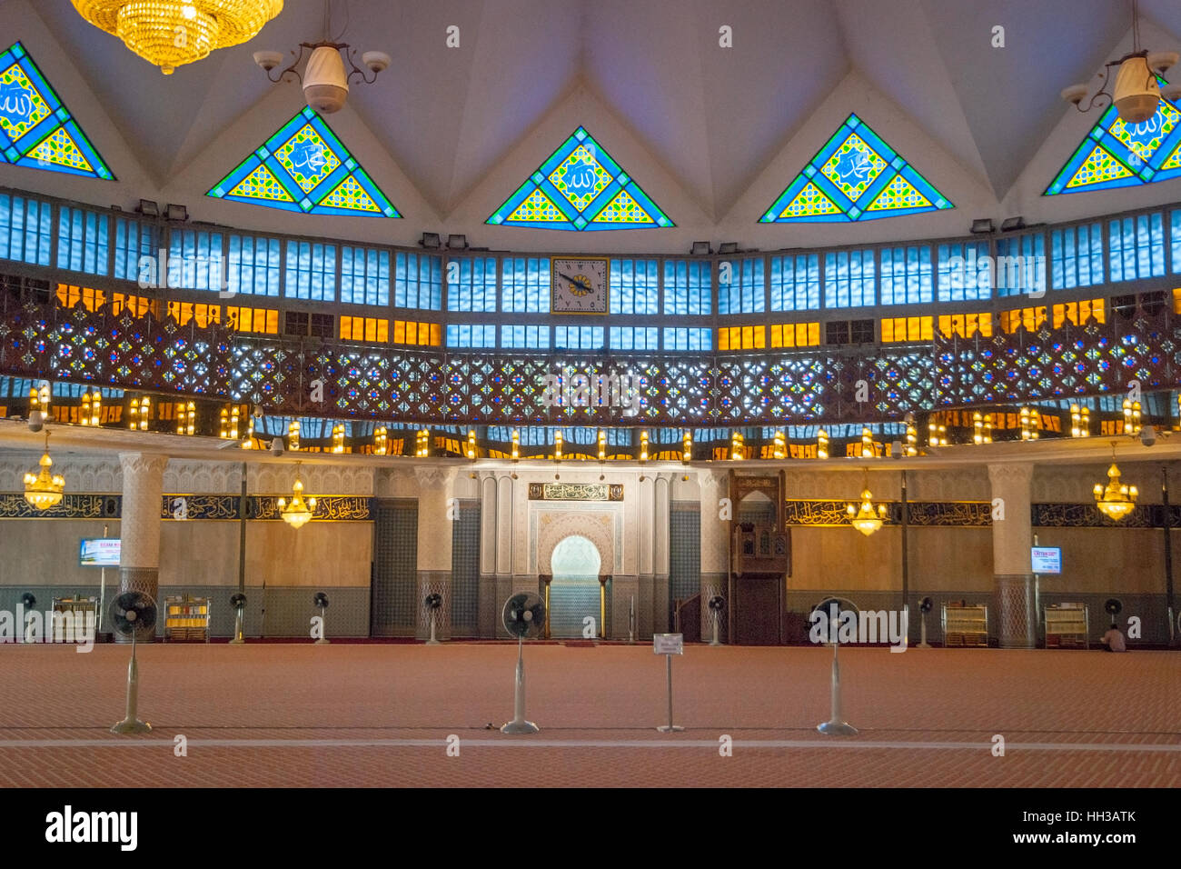 Interior or Masjid negara, national mosque in Kuala Lumpur, Malaysia ...