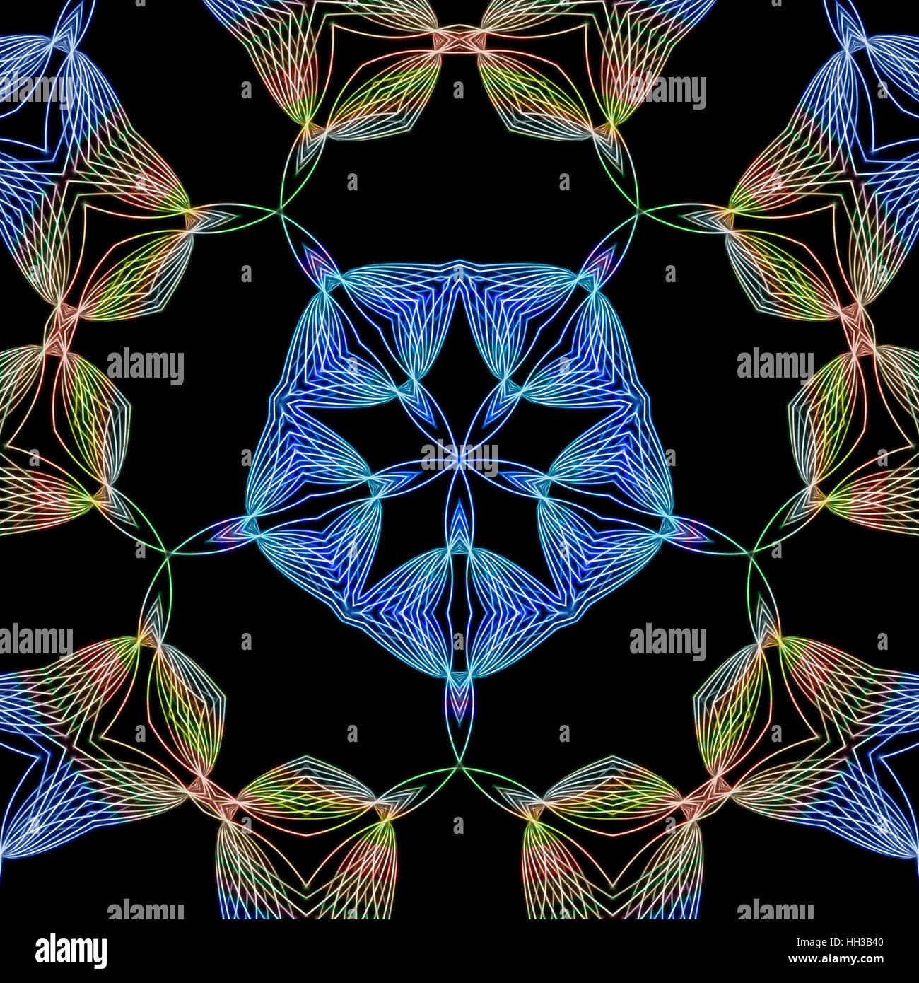 Abstract glossy geometric swirl with pentagon shape formed by strands ...