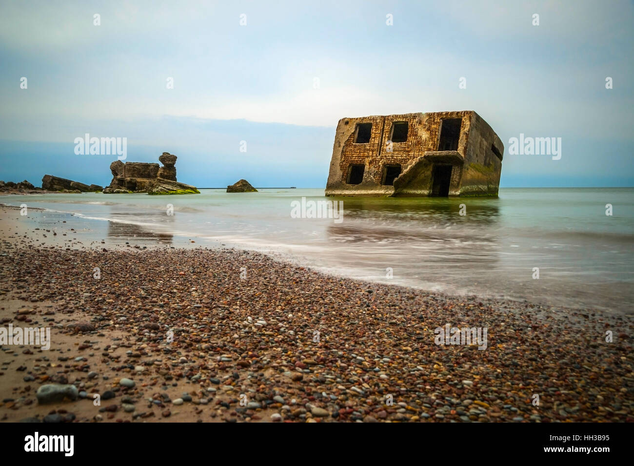 Landscape of abandoned old ussr Northern fortress in Liepaja, Lativa ...