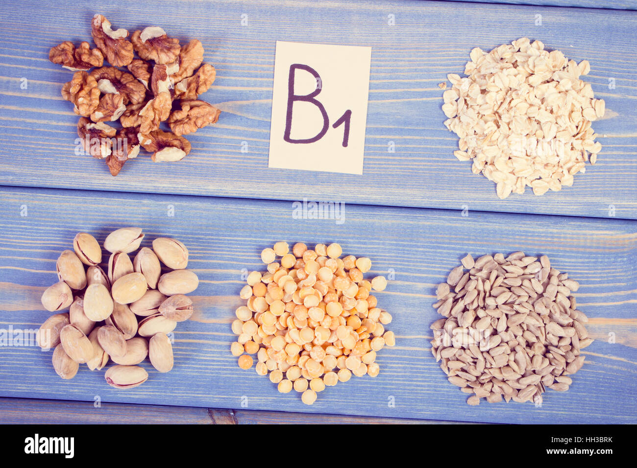 Vintage photo, Ingredients or products containing vitamin B1 and ...