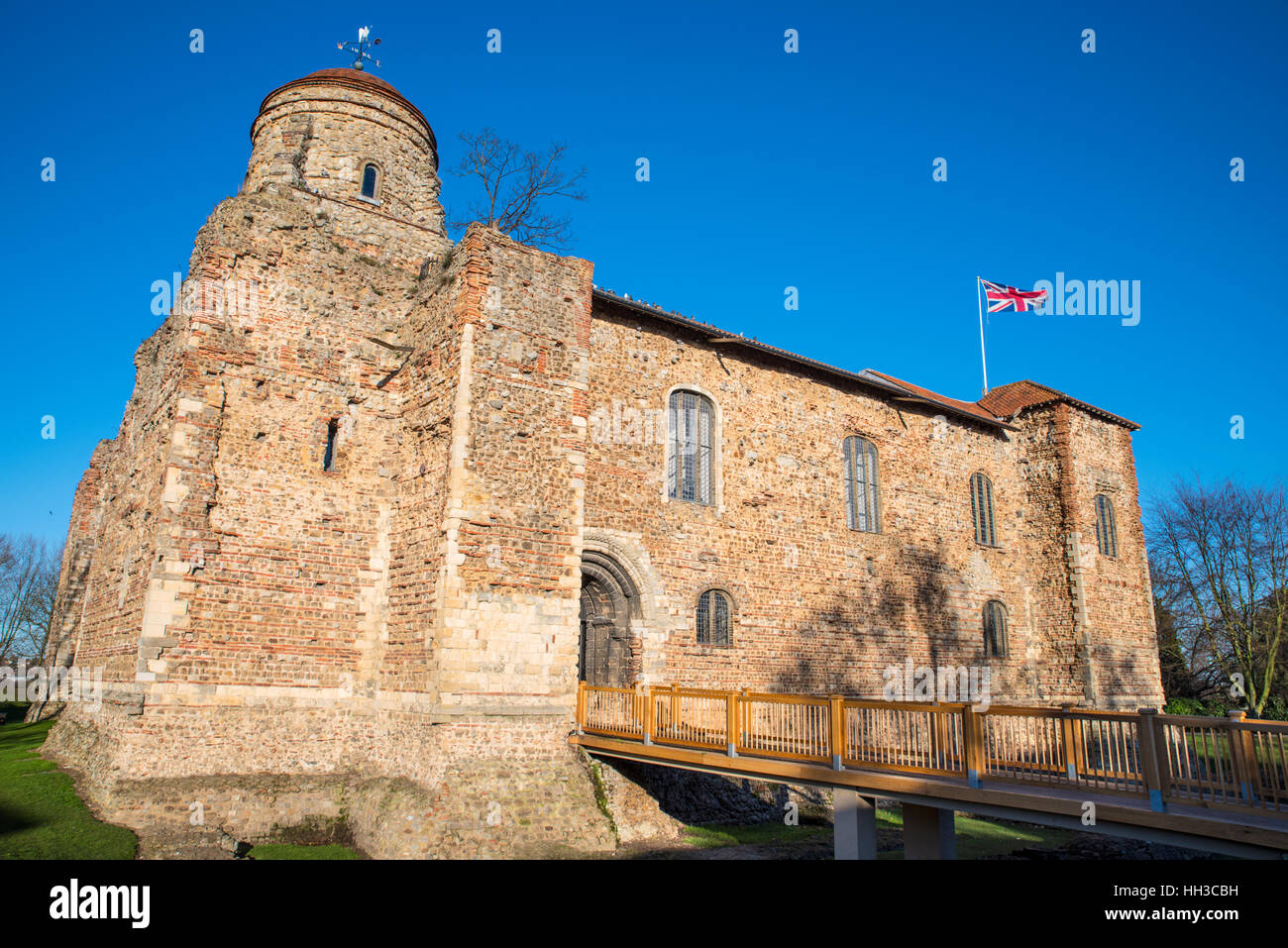 A view of the famous Colchester Castle in the historic town of ...