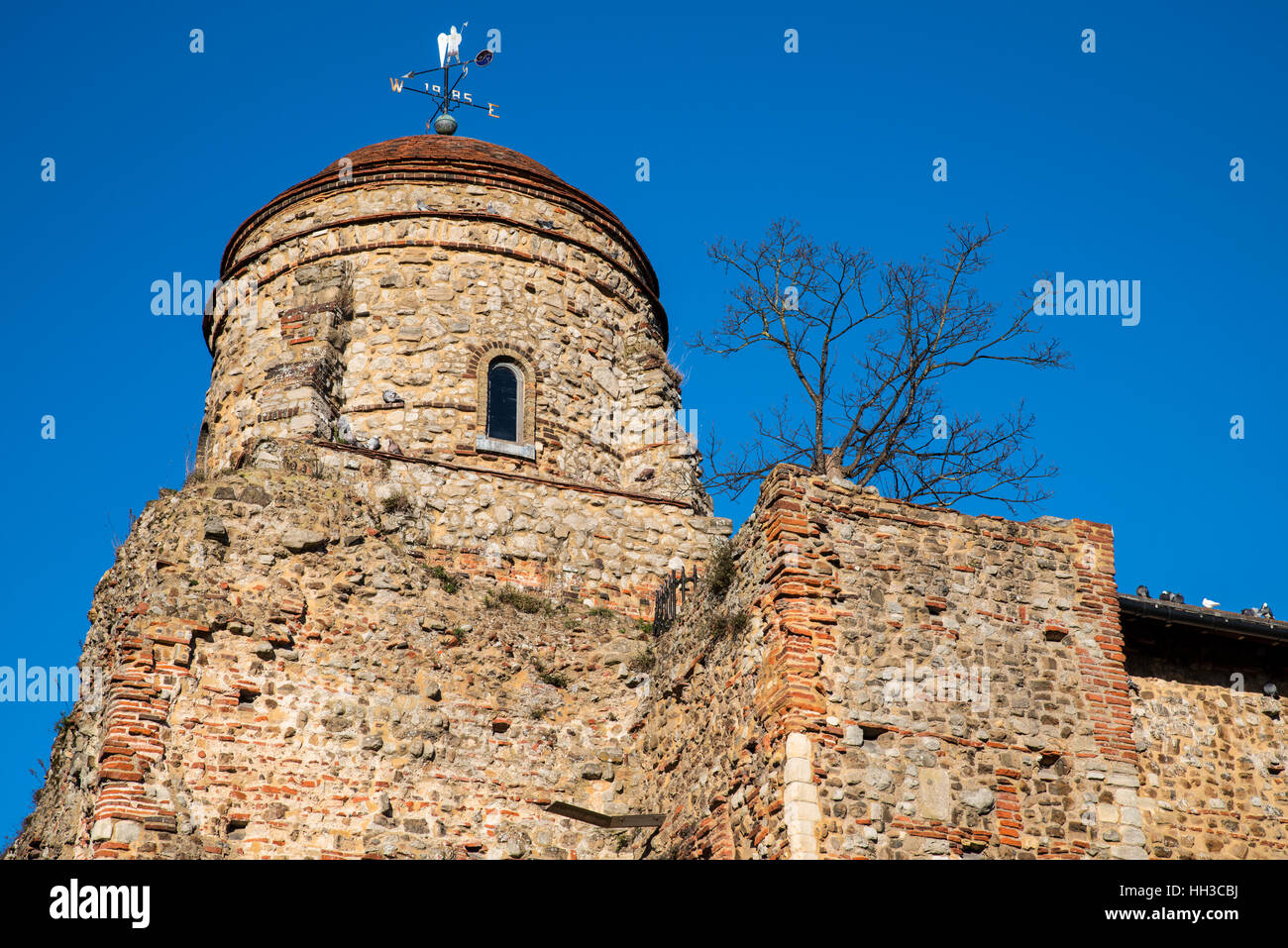A view of the famous Colchester Castle in the historic town of ...