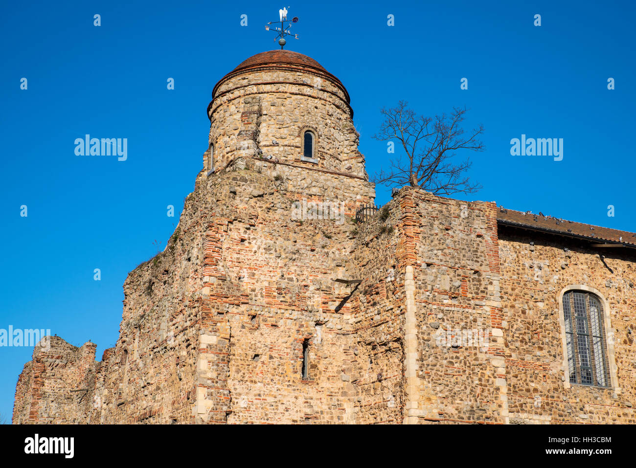A view of the famous Colchester Castle in the historic town of ...