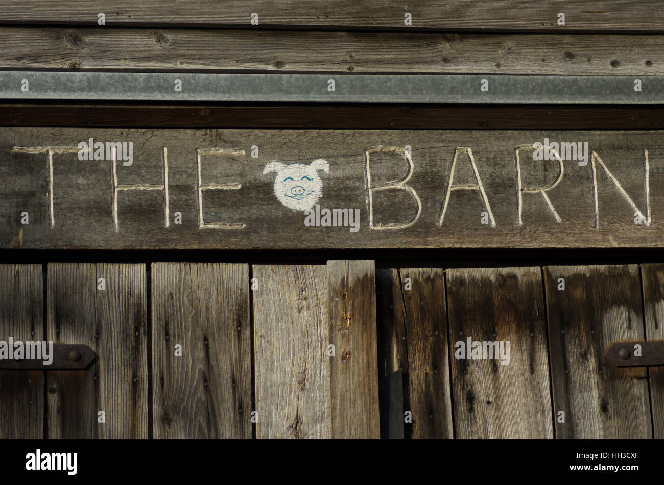 Wooden Pig Barn Sign Stock Photo - Alamy