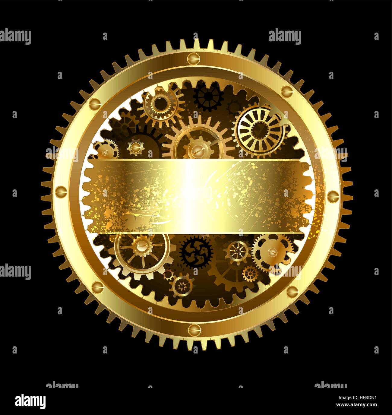 round banner with gears on a black background Stock Vector Image & Art ...
