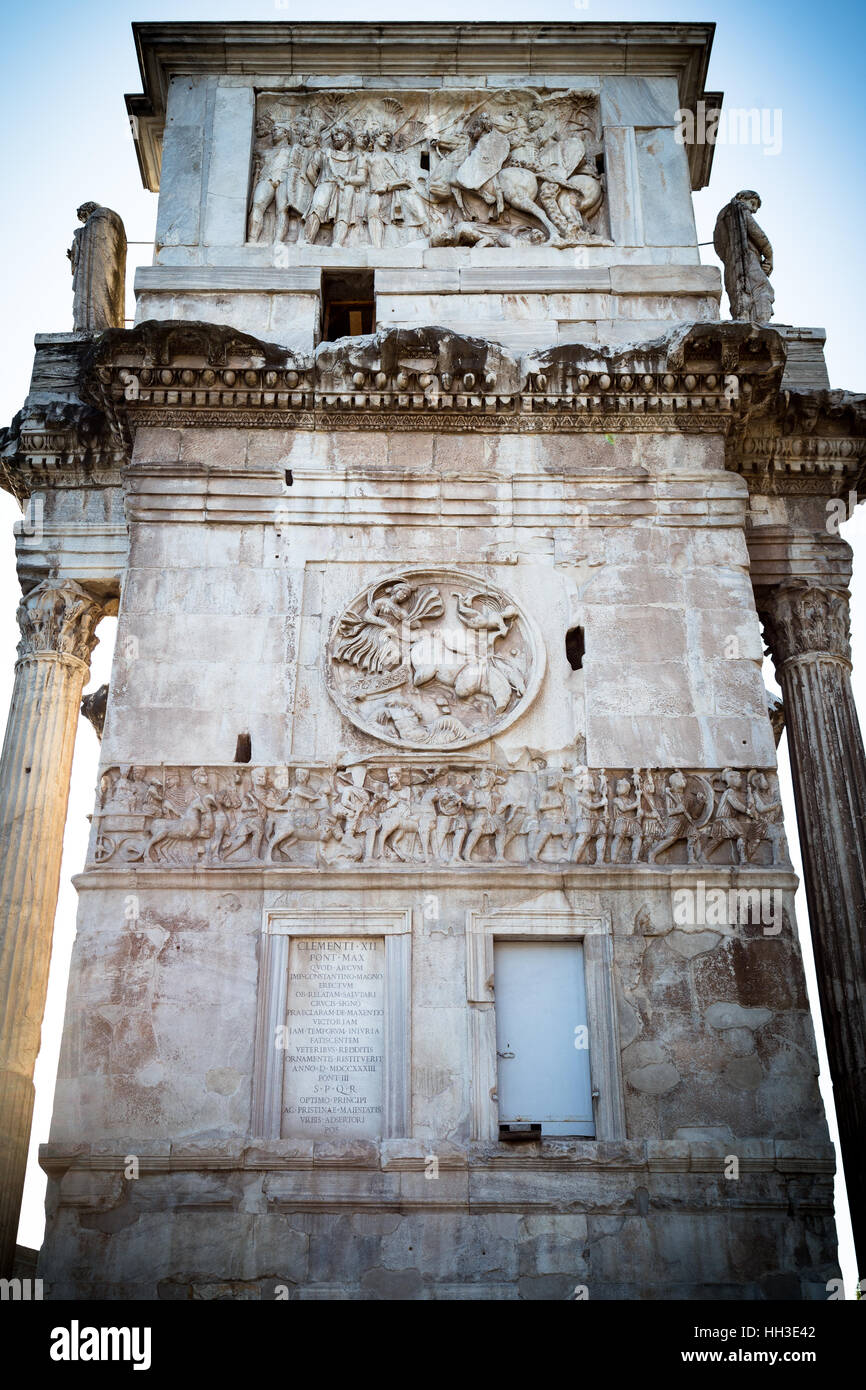 A detail shot of the relief sculptures on the Arch of Constantine in ...