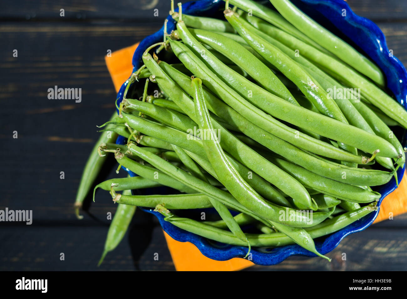 Raw fresh organic green beans ready to cook Stock Photo - Alamy