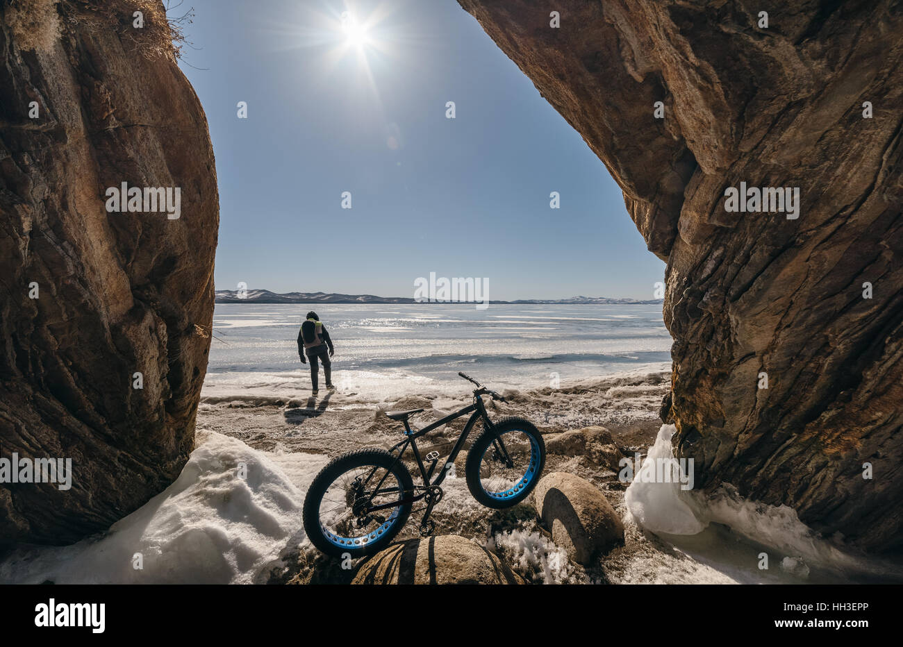 Fatbike also called fat bike or fat-tire bike - Cycling on large tire ...