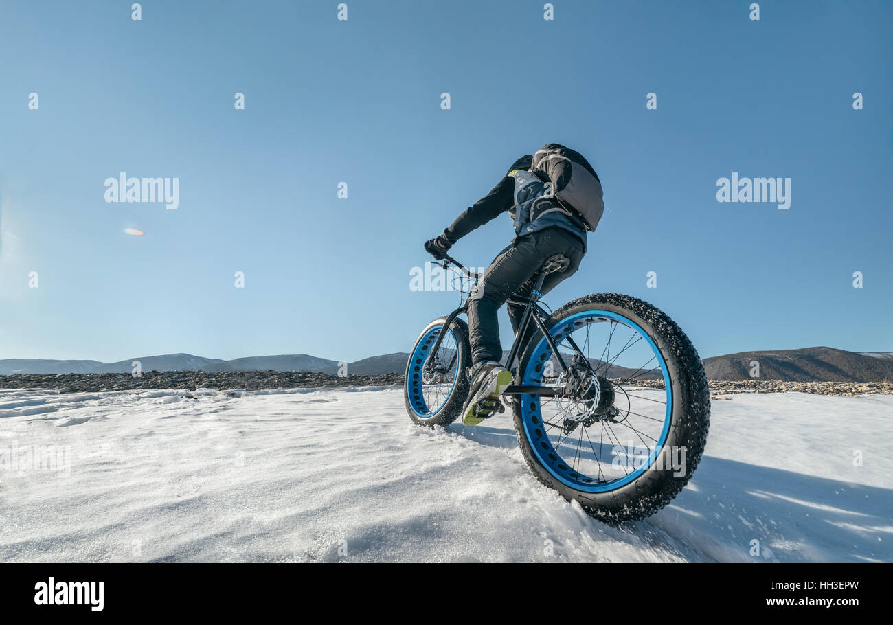 Fatbike also called fat bike or fat-tire bike - Cycling on large tire ...