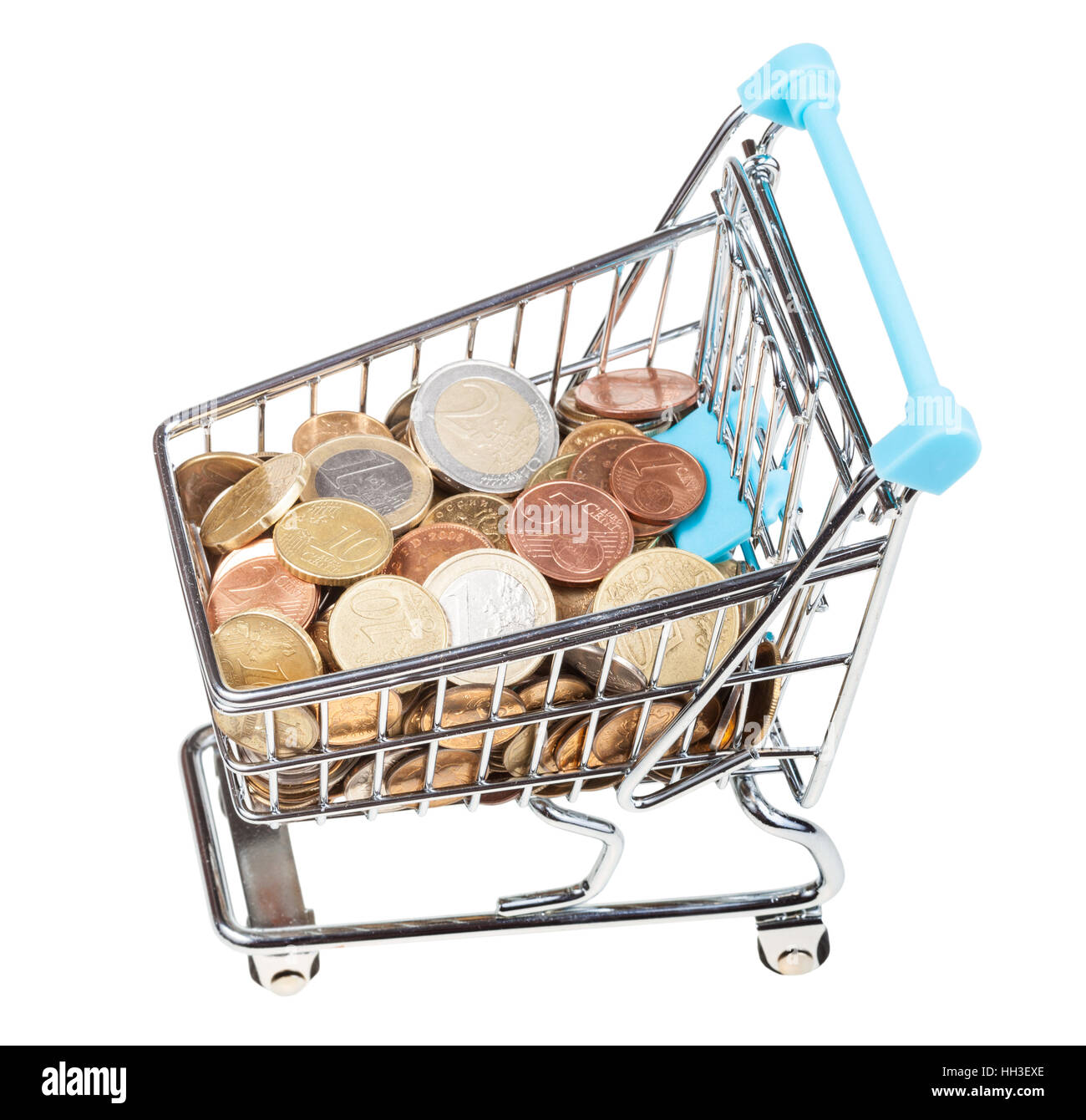 bascart with euro coins isolated on white background Stock Photo - Alamy