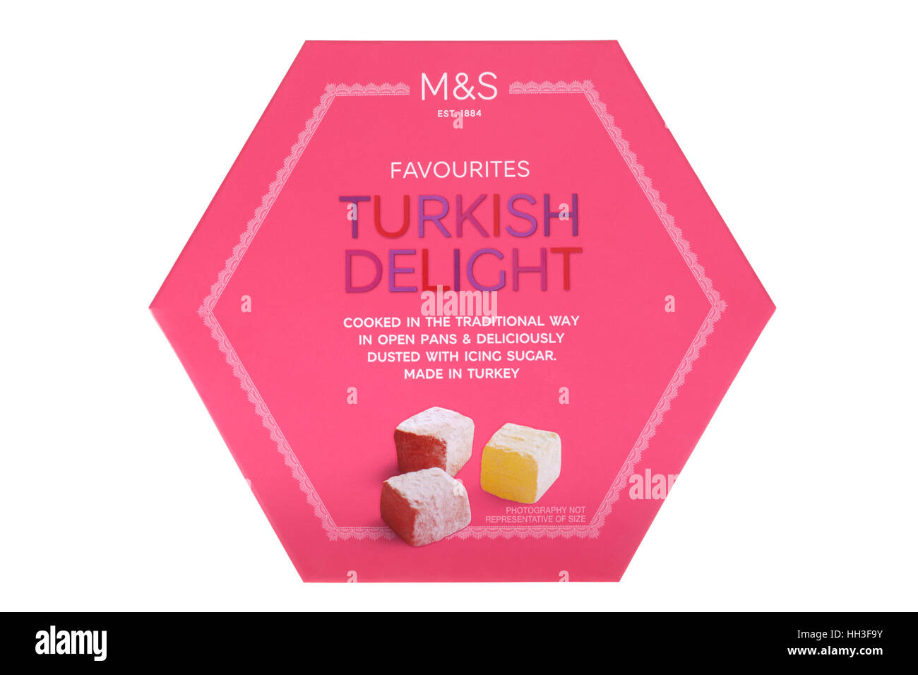 Box of Turkish Delight on white background Stock Photo - Alamy