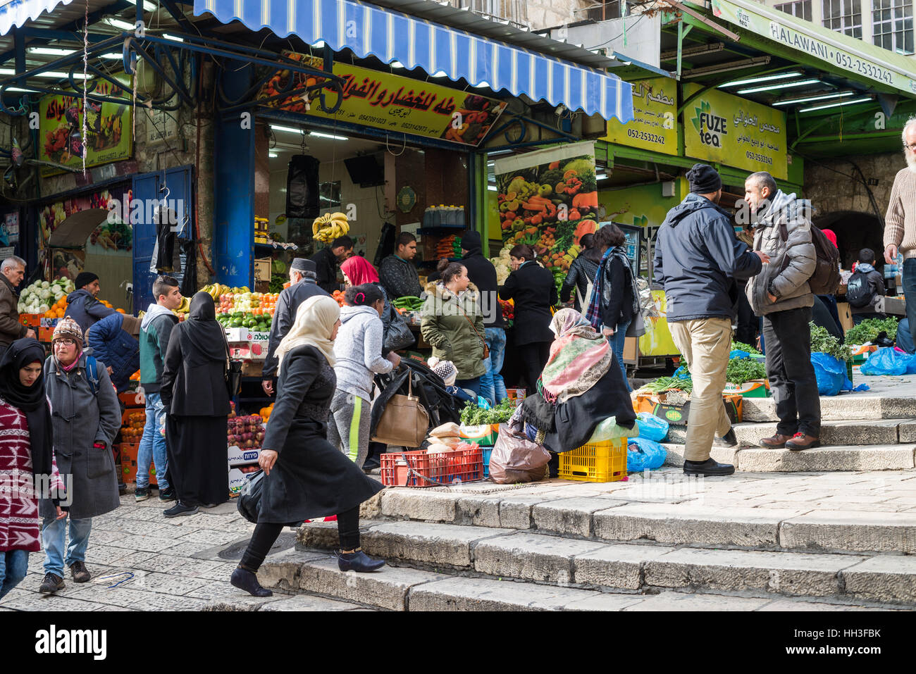 street scene with market, old city Jerusalem, Israel, Middle East Stock ...