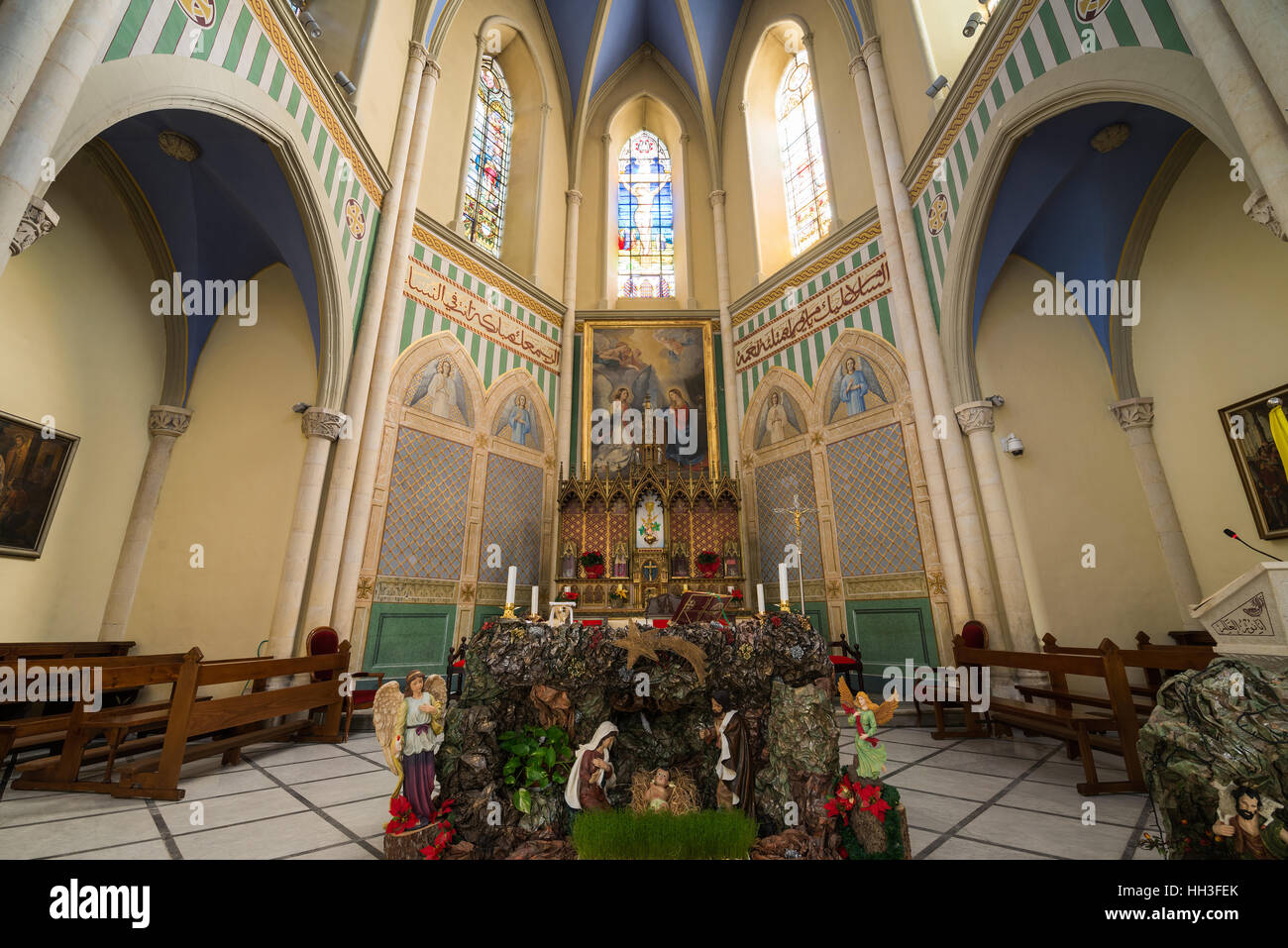Interior of the Annunciation Latin Church in the Beit Jala, Israel ...