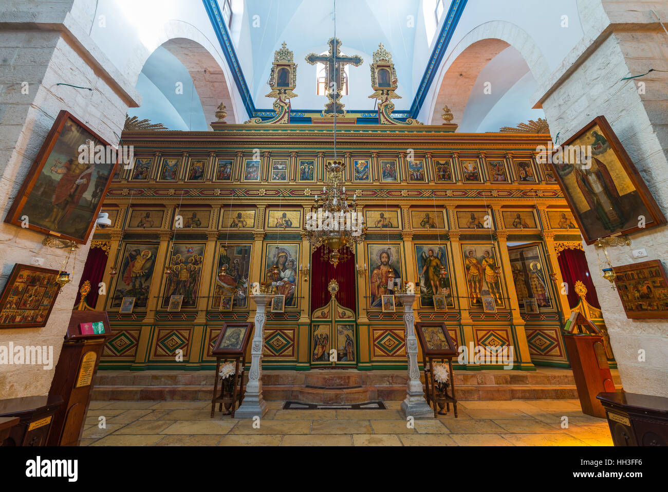 Interior of the Church of the Virgin Mary in the Beit Jala, Israel ...