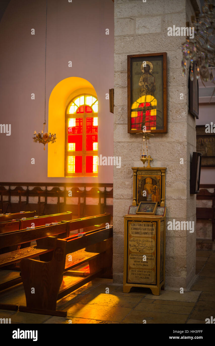 Interior of the Church of the Virgin Mary in the Beit Jala, Israel ...