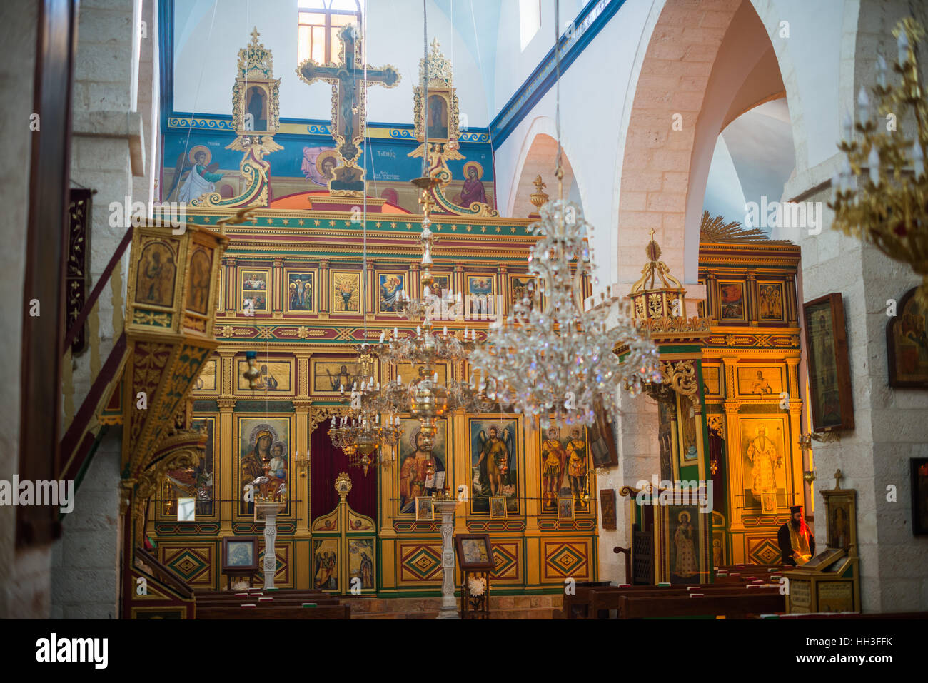 Interior of the Church of the Virgin Mary in the Beit Jala, Israel ...