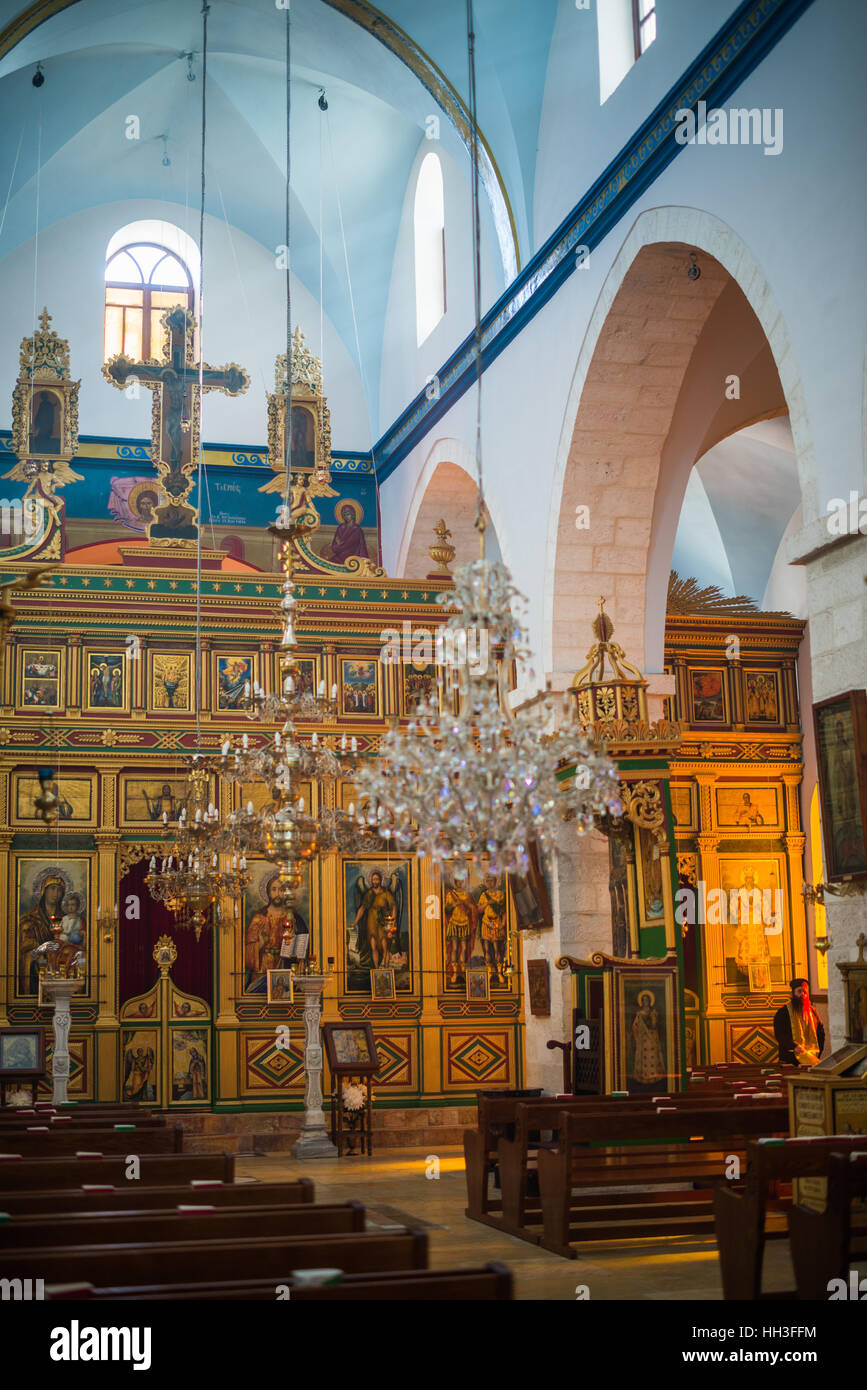 Interior of the Church of the Virgin Mary in the Beit Jala, Israel ...