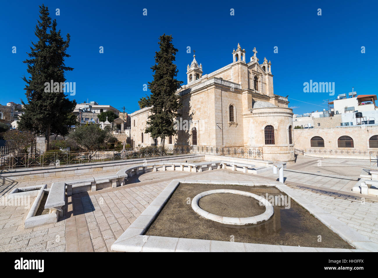 Exterior of the Church of the Virgin Mary in the Beit Jala, Israel ...
