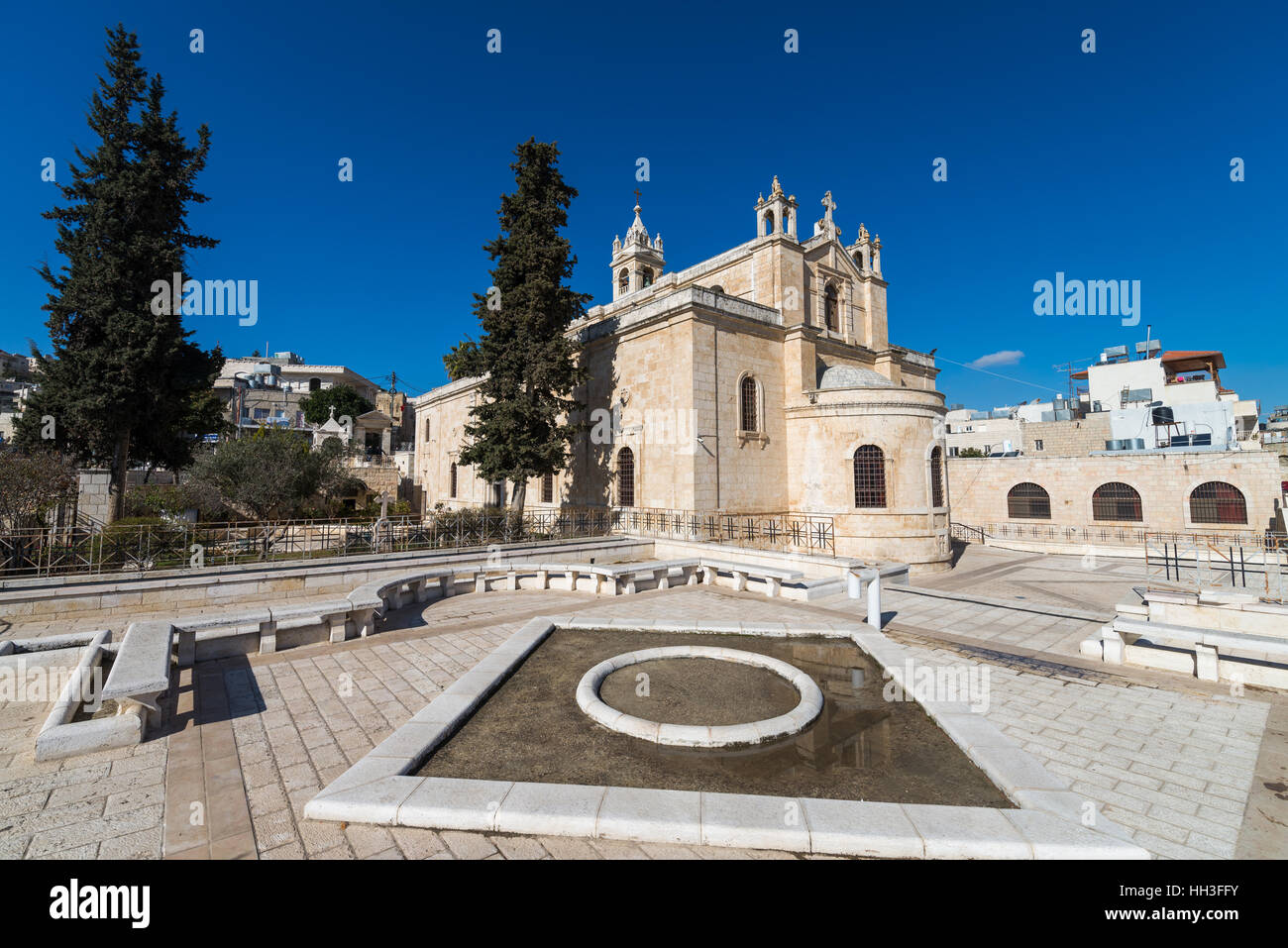 Exterior of the Church of the Virgin Mary in the Beit Jala, Israel ...